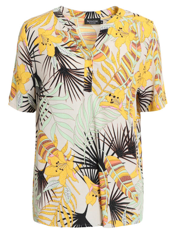 Signature gul kort ærmet bluse
