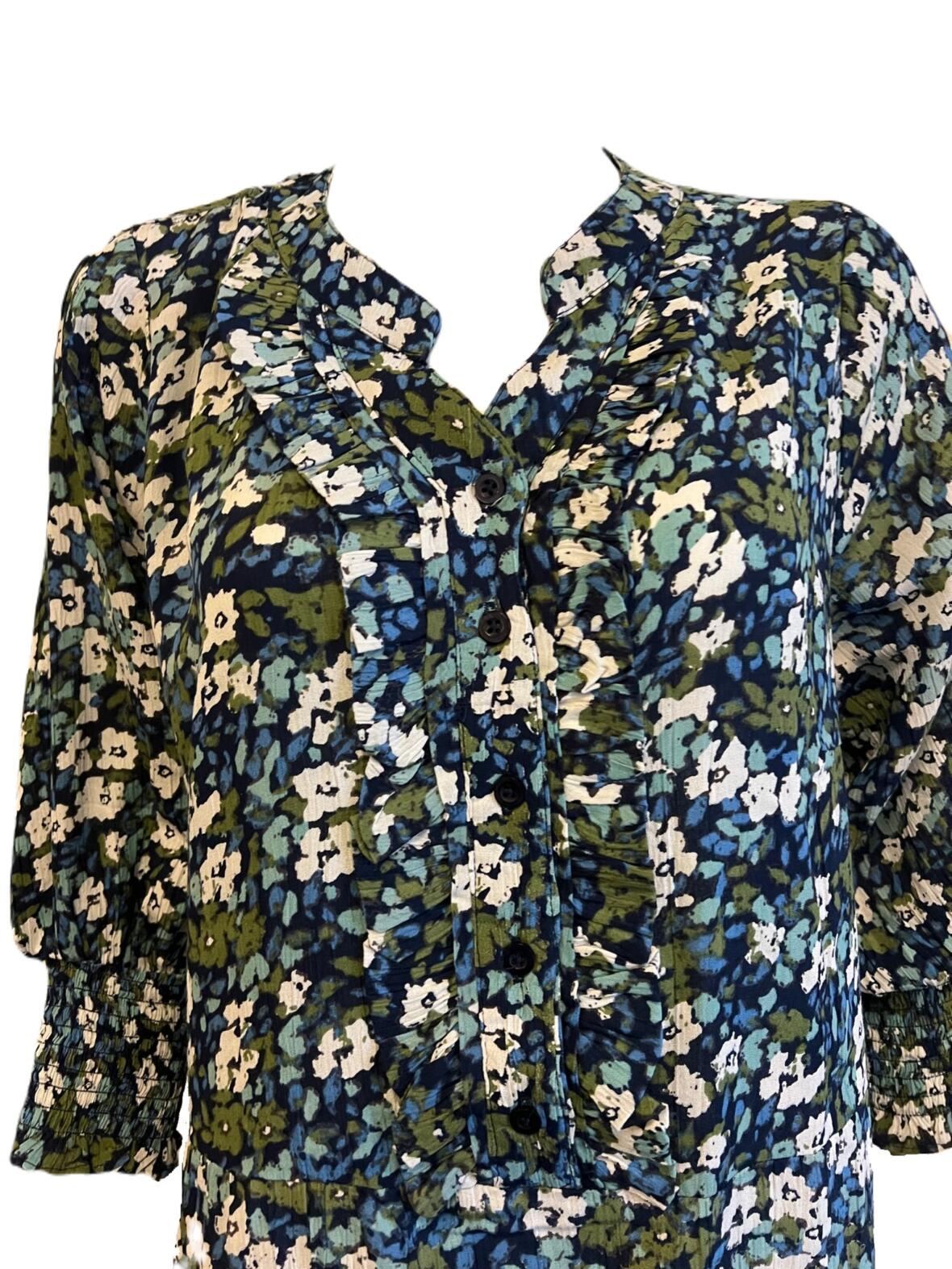 Ofelia Blå blomstret Prim tunika - Boutique Dorthe